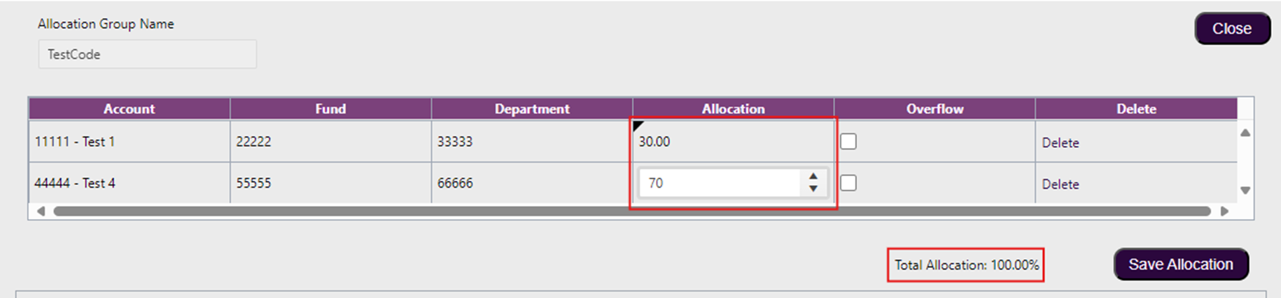 Creating Allocation Codes